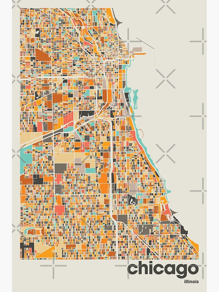 Chicago Illinois Map Print, Colorful Map, Minimalist Premium Matte ...