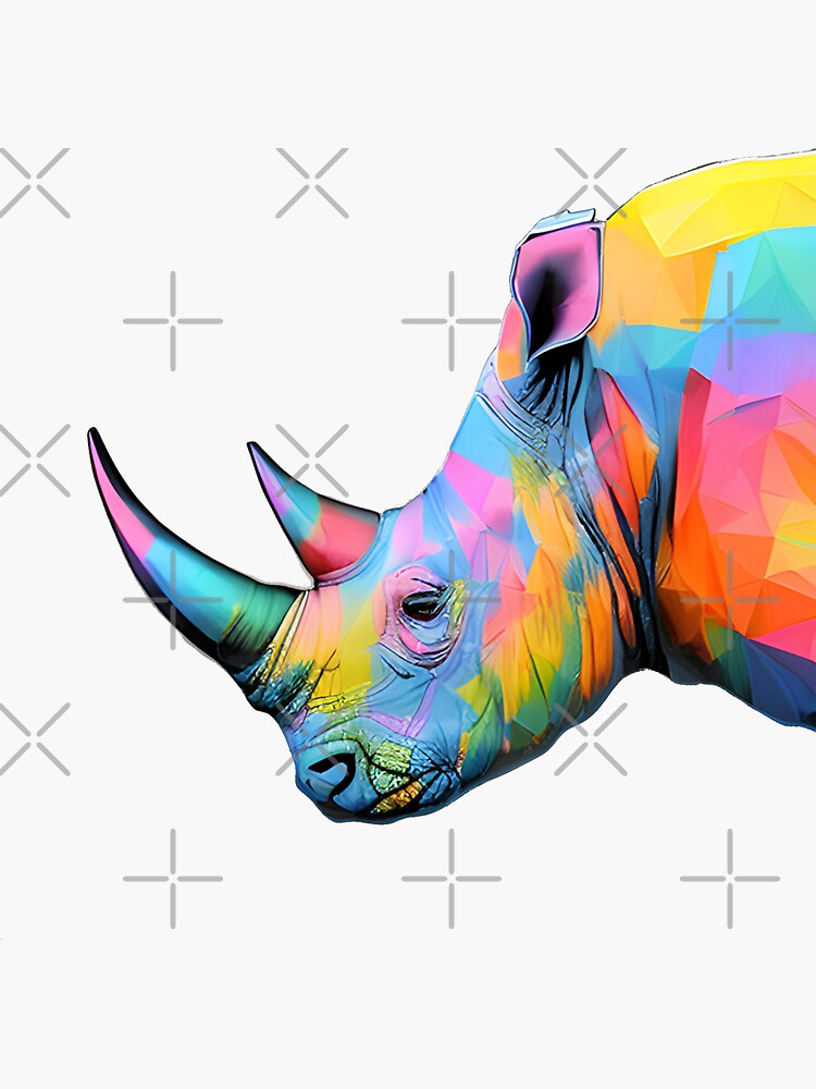 "A Rhino of Many Colors" Sticker for Sale by popkulturniy | Redbubble