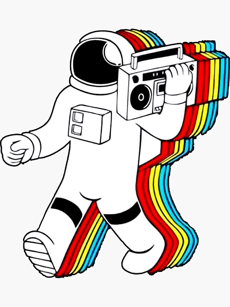 "Funky Spaceman With Radio" Sticker for Sale by debravaughn | Redbubble