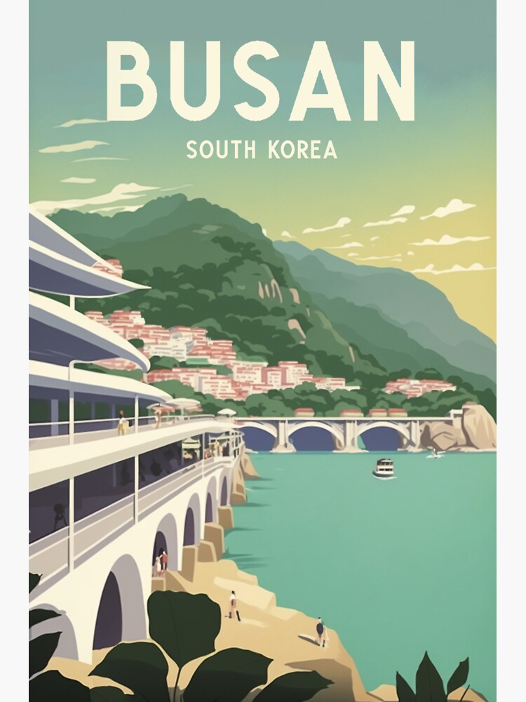 "Busan South Korea Travel Poster" Sticker for Sale by tierratour ...