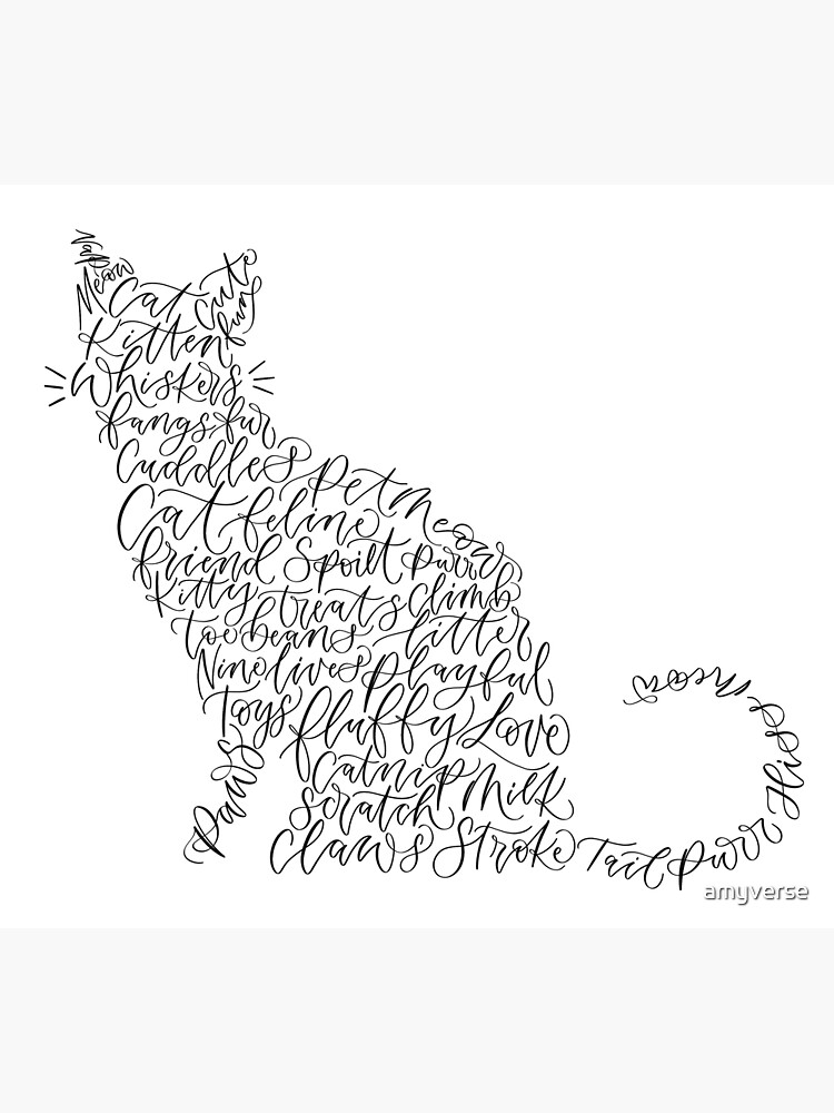 Lámina fotográfica for Sale con la obra «Caligrama de gato - arte de la ...
