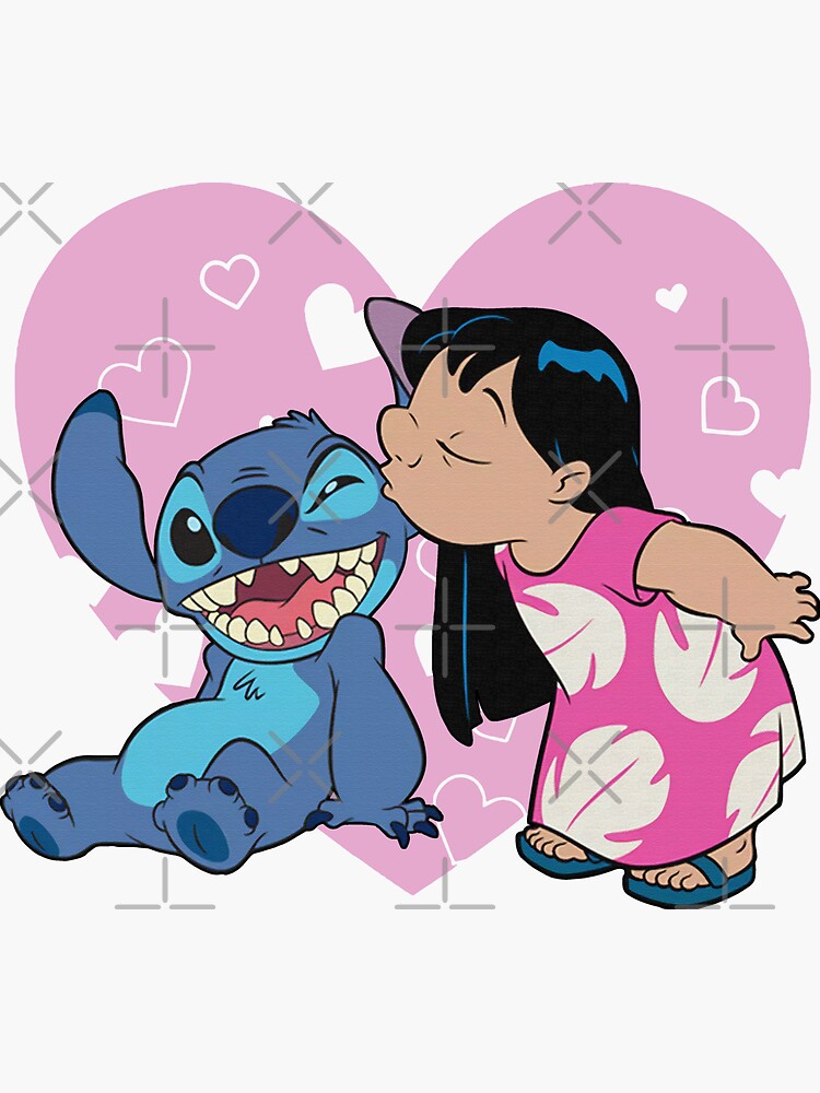 Pegatina for Sale con la obra «Big & Tall Lilo & Stitch Lilo y besos de ...