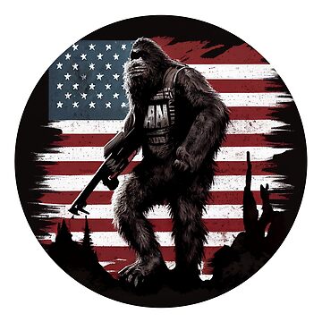 "The Patriotic Sasquatch Tactical Bigfoot with Rifle and American Flag ...