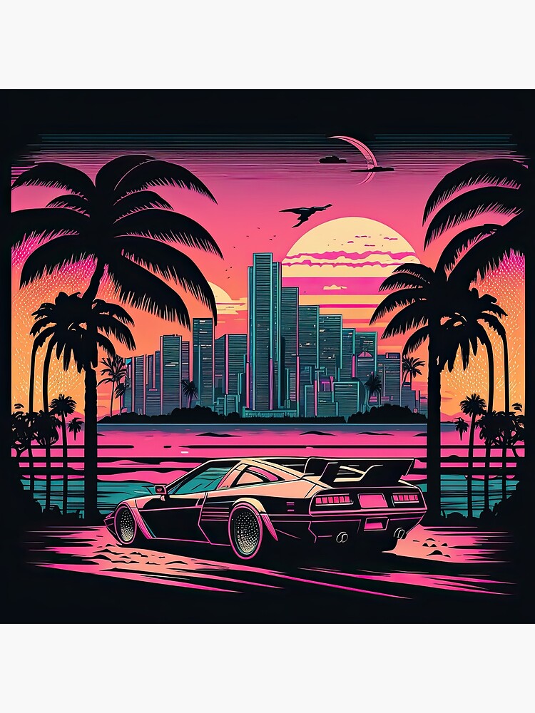 "Miami Vice Retro Super Car - Vintage 1980s Nostalgia Design" Art Print ...