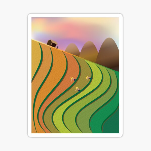 "Terrace Fields" Sticker for Sale by QueenieLamb | Redbubble