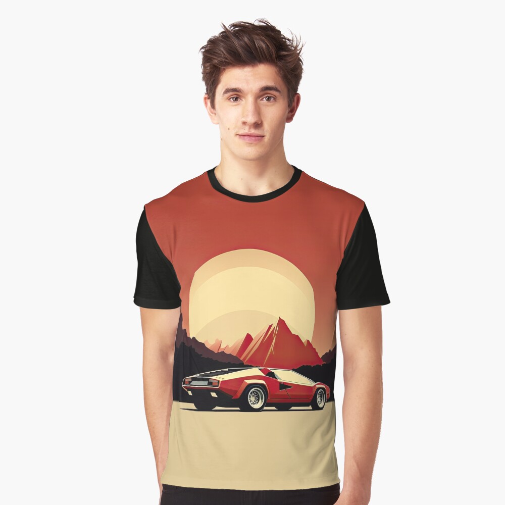 "Lamborghini Countach vintage illustration poster" Sticker for Sale by ...