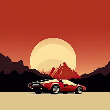 "Lamborghini Countach vintage illustration poster" Sticker for Sale by ...