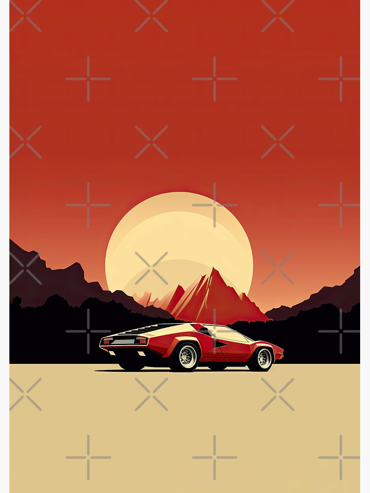 "Lamborghini Countach vintage illustration poster" Sticker for Sale by ...