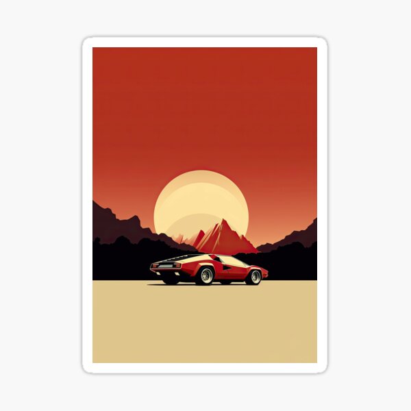 "Lamborghini Countach vintage illustration poster" Sticker for Sale by ...
