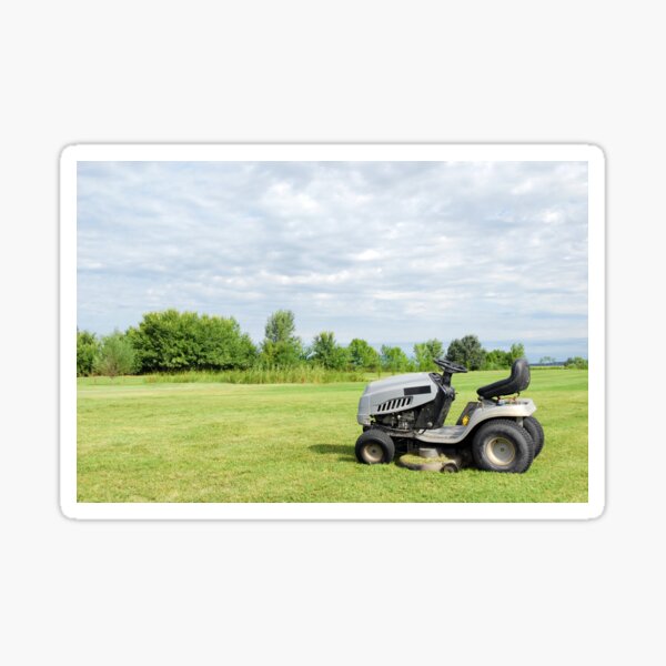 "Lawn with riding lawn mower" Sticker by goceris | Redbubble