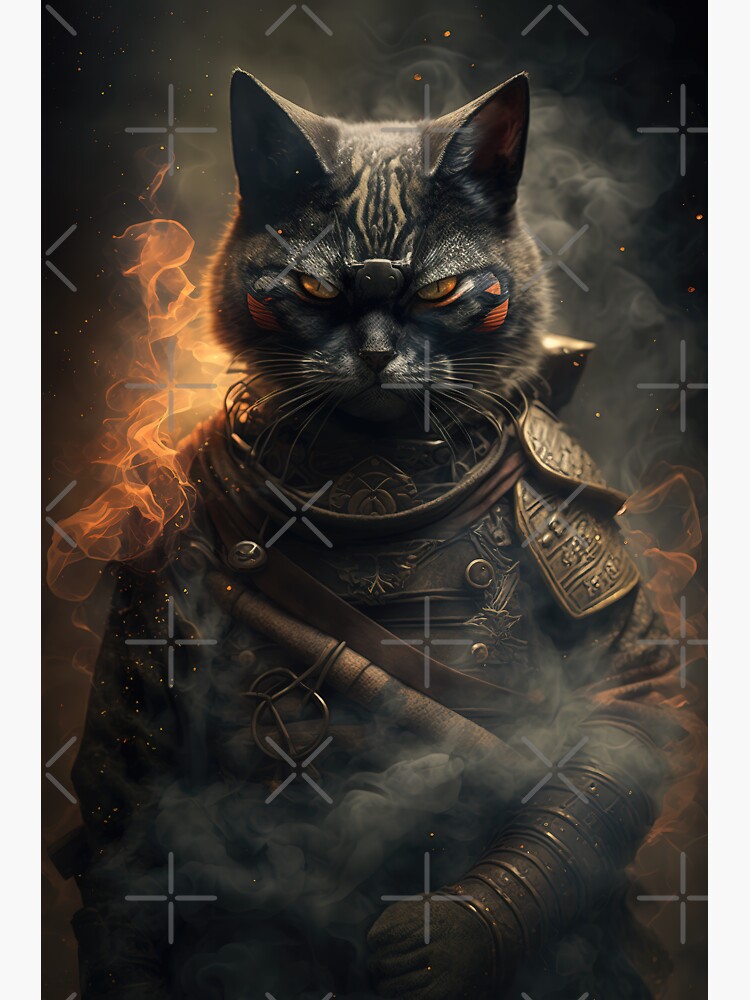 "Samurai cat warrior wearing battle armor" Sticker for Sale by ...