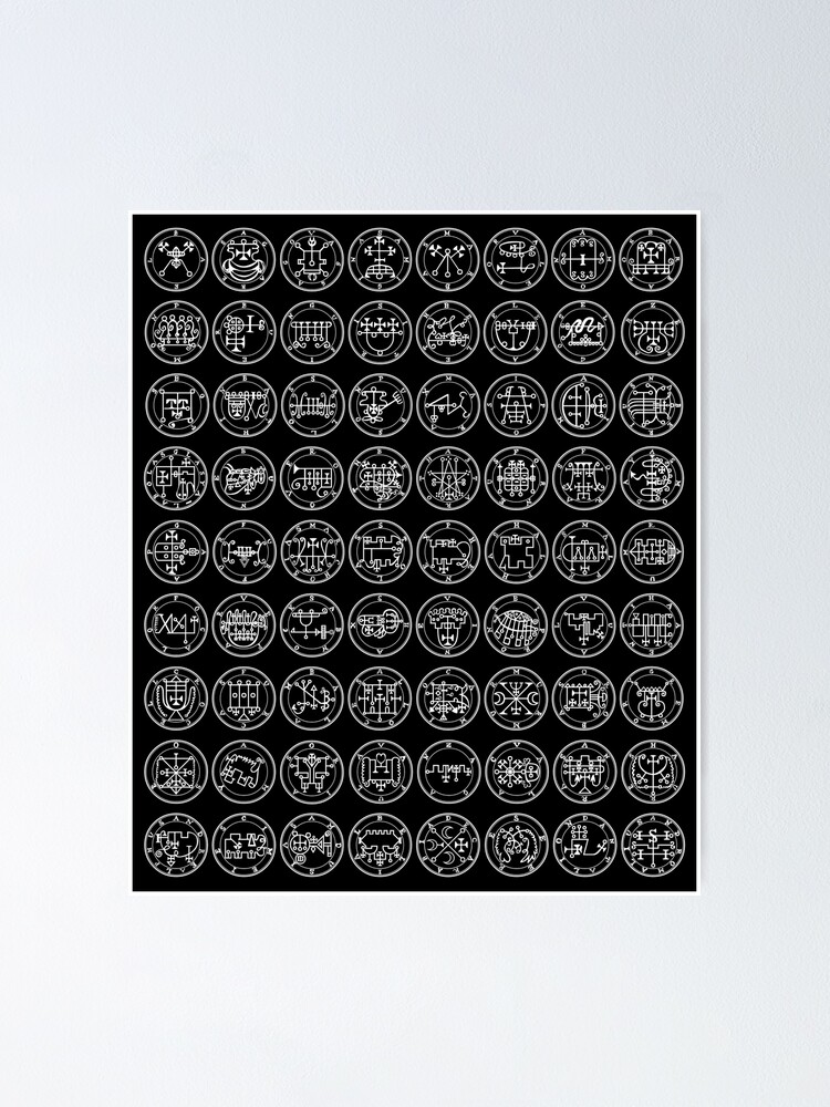 "The 72 Demon Sigils Of Ars Goetia - white" Poster for Sale by ...