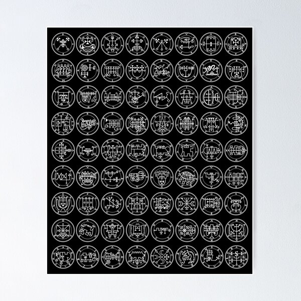 "The 72 Demon Sigils Of Ars Goetia - white" Poster for Sale by ...