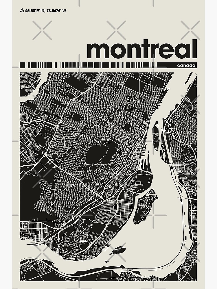 Montreal Dark Map, City Of Montreal Map, Montreal Minimalist Map ...