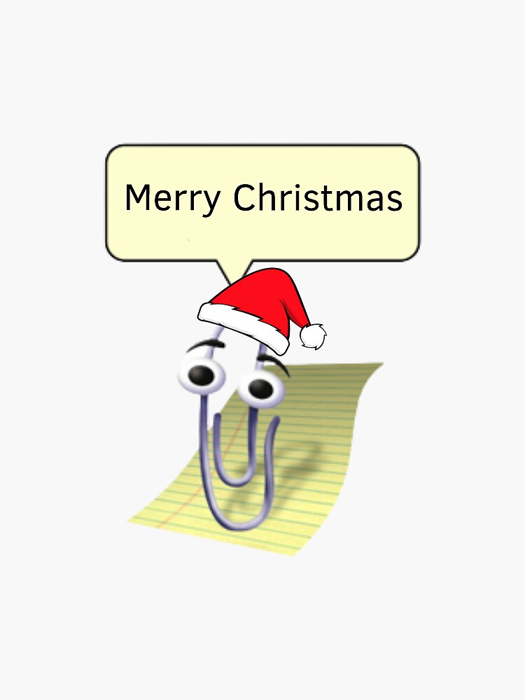 "Merry Christmas Clippy" Sticker for Sale by fancyvoid | Redbubble