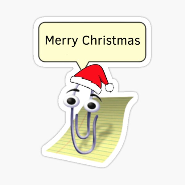 "Merry Christmas Clippy" Sticker for Sale by fancyvoid | Redbubble
