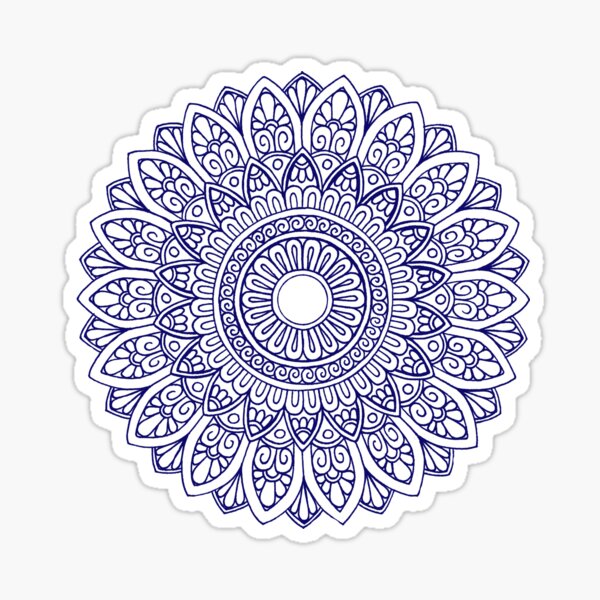 "Mandala (navy blue)" Sticker for Sale by extremebunny | Redbubble