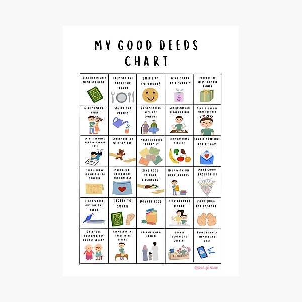 "Muslim Kids Good Deeds Chart Ramadan" Photographic Print for Sale by ...