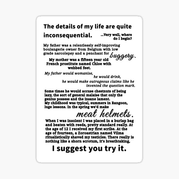 "Dr Evil Childhood Speech Austin Powers" Sticker for Sale by ...