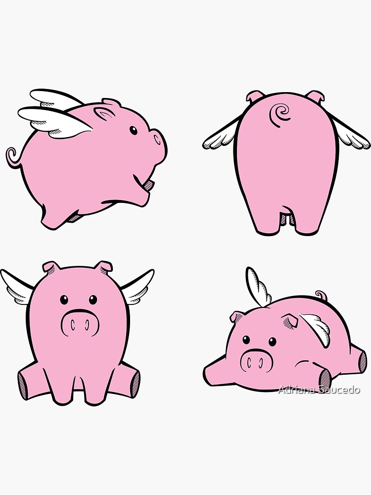 "Flying Pig Stickers" Sticker for Sale by mi-alegria | Redbubble