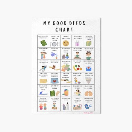 "Islamic Good Deeds Chart for Kids" Art Board Print for Sale by ...