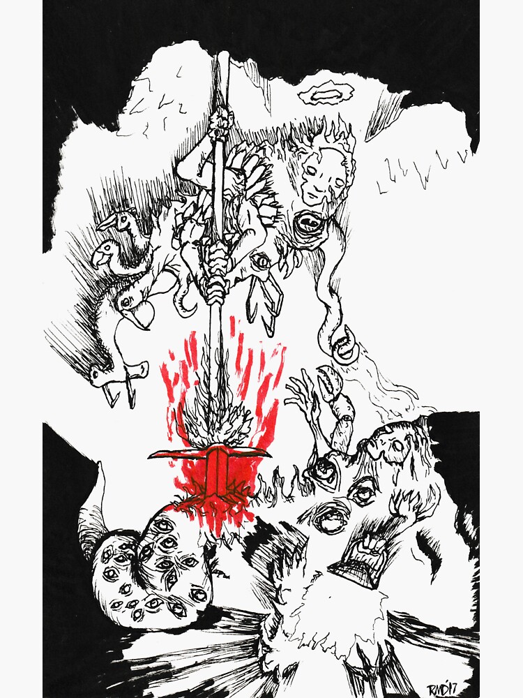 "Archangel Michael casting Lucifer out of Heaven" Sticker for Sale by ...