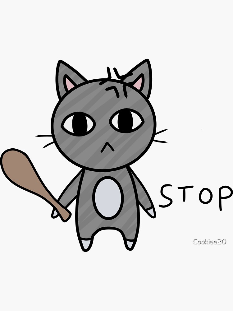 "Cat Stop Emote" Sticker for Sale by Cookiee20 | Redbubble