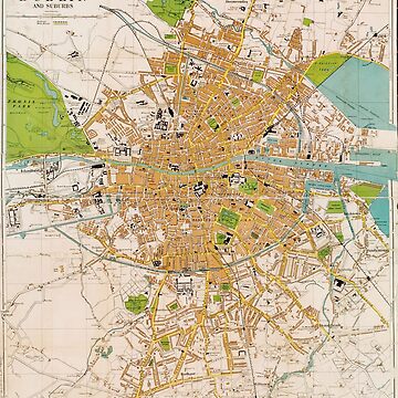 "Dublin Map Early 1900's approx Irish Maps" Sticker for Sale by ...