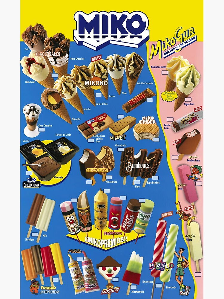 "Carta De Helados Miko De Los Noventa 90s" Sticker for Sale by ...