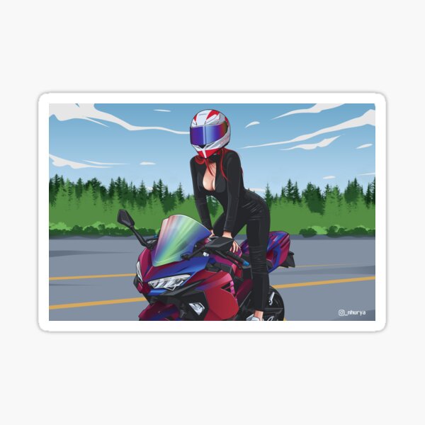 "Girl on bike" Sticker by MotorcycleLove | Redbubble