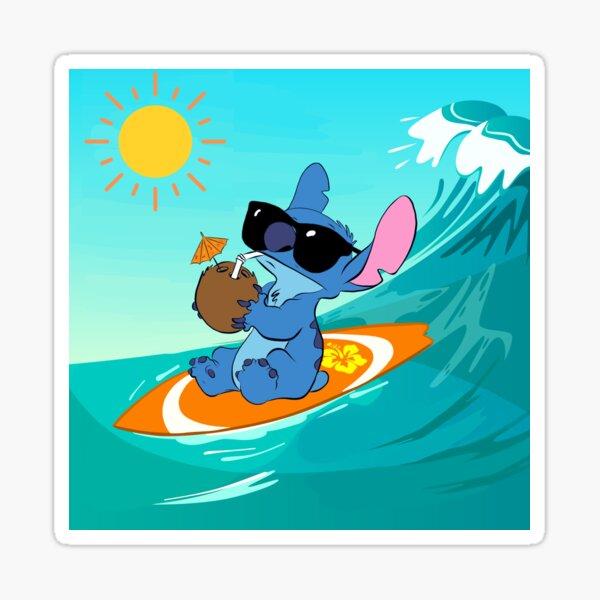 "Stitch - surfing poster" Sticker for Sale by Scenic | Redbubble