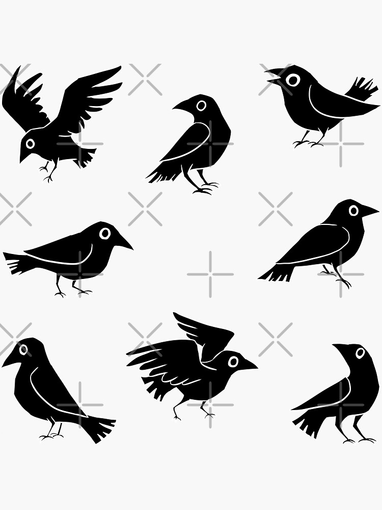 "Cute crows pack" Sticker for Sale by Yarafantasyart | Redbubble