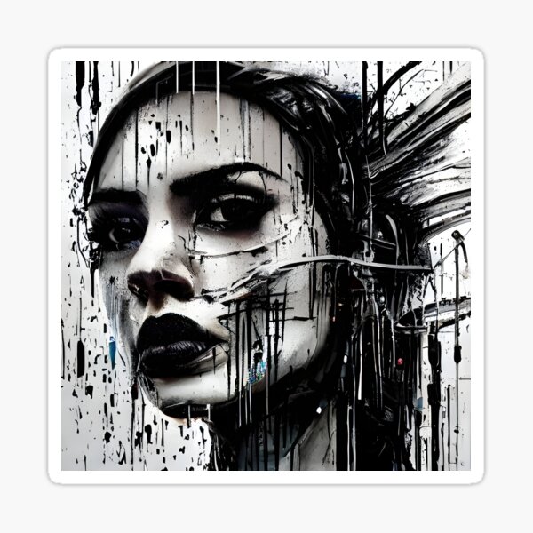 "Black and White AI Art " Sticker for Sale by stayrad | Redbubble