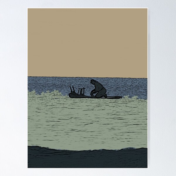 Poster for Sale avec l'œuvre « pêcheur dans sa petite barque » de l ...