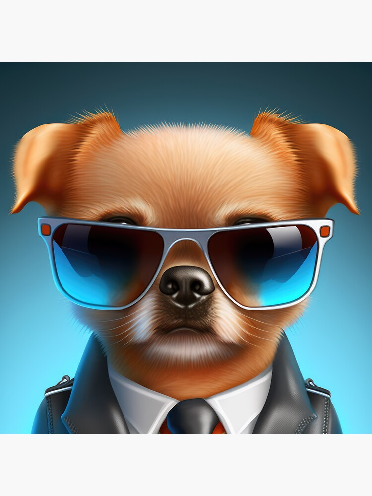 "CIA FBI Dog in Black Suit and Sunglasses is taking command" Sticker ...