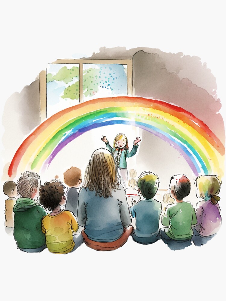 "little hands rainbow teacher girls boys kindergarten" Sticker for Sale ...
