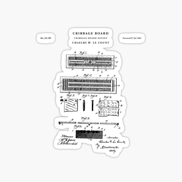"Cribbage Patent Drawing Blueprint" Sticker by Vintago | Redbubble