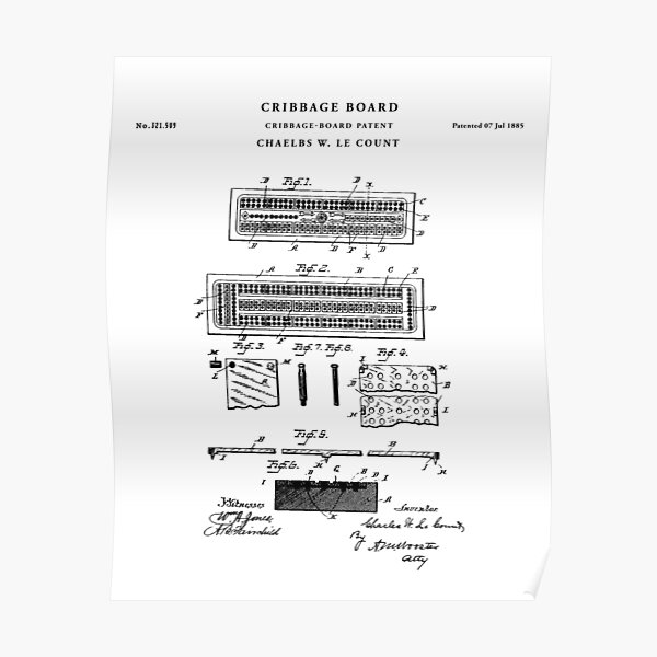 "Cribbage Patent Drawing Blueprint" Poster by Vintago | Redbubble
