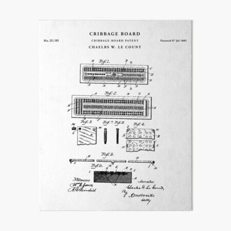 "Cribbage Patent Drawing Blueprint" Art Board Print by Vintago | Redbubble
