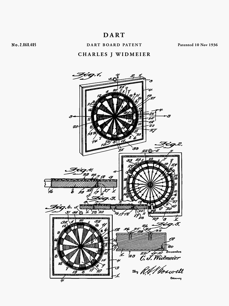 "Dart Patent Drawing Blueprint" Sticker for Sale by Vintago | Redbubble