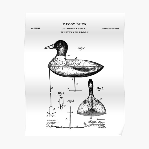 "Decoy Duck Patent Drawing Blueprint" Poster by Vintago | Redbubble