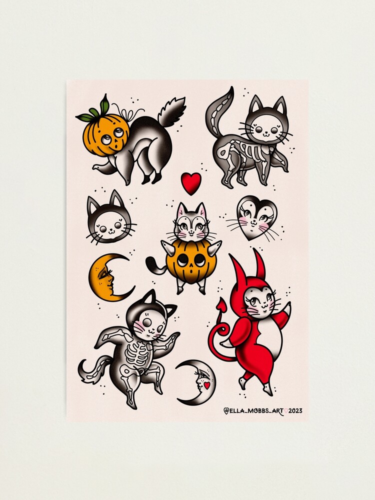 Cat Halloween Tattoo Flash Halloween Tattoos: When Spooky Meets Ink