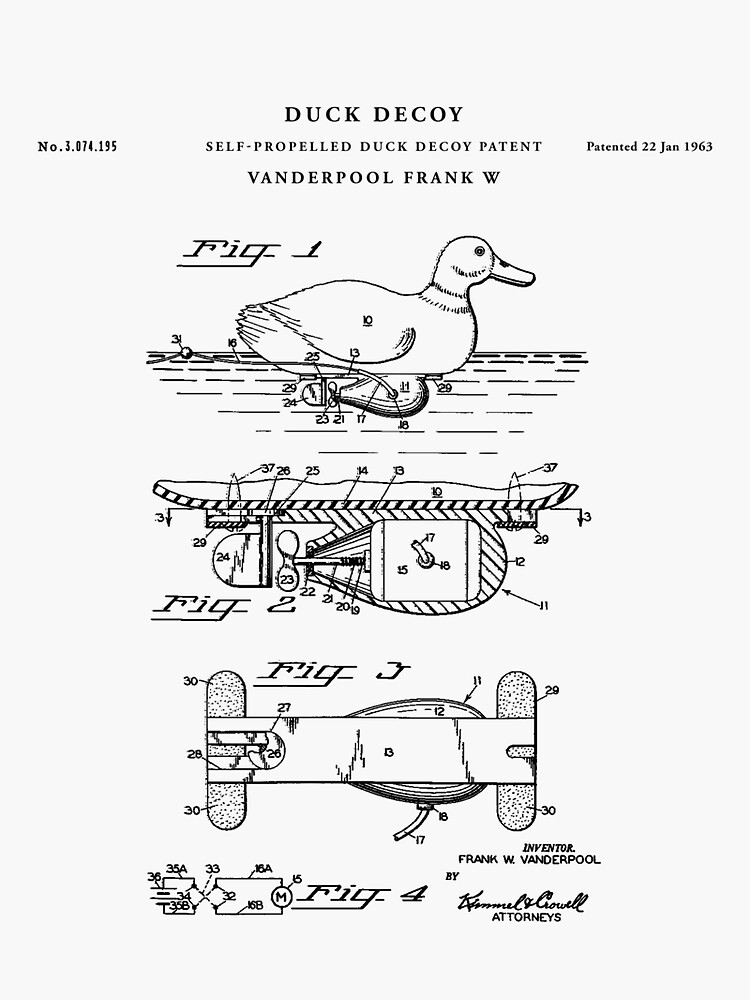 "Duck Decoy Patent Drawing Blueprint" Sticker for Sale by Vintago ...