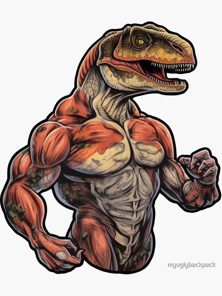 "Strong dinosaurs bodybuilder" Sticker for Sale by myuglybackpack ...