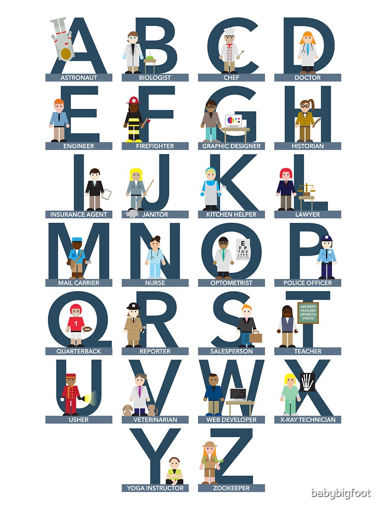 "Careers Alphabet Shirt" Kids T-Shirt for Sale by babybigfoot | Redbubble