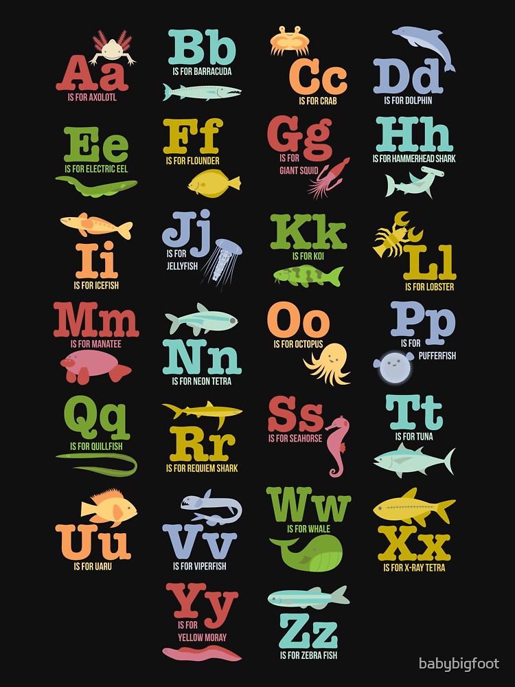 "Aquatic Animals Alphabet Shirt" T-shirt for Sale by babybigfoot ...