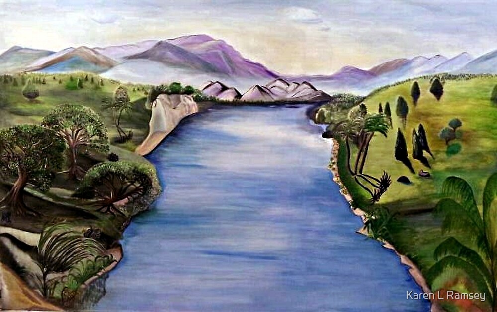 "The Jordan River (Artist Interpretation for Baptismal Mural)" by Karen ...