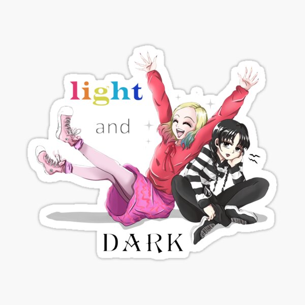 "enid and wednesday manga anime version light and dark" Sticker for ...