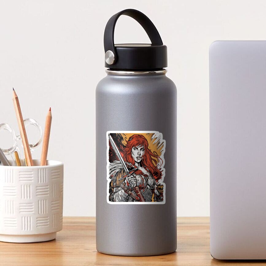 "Red Sonja Warrior Illustration" Sticker for Sale by artbybrado | Redbubble