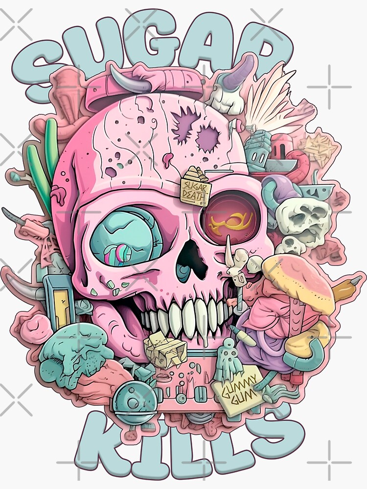 "sugar kills" Sticker by teesandlove | Redbubble